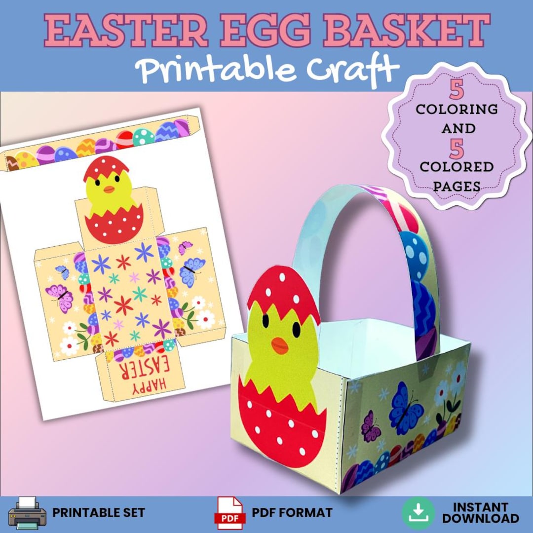 Easter Egg Basket Printable Craft | DIY Easter Basket for Kids | 10 ...