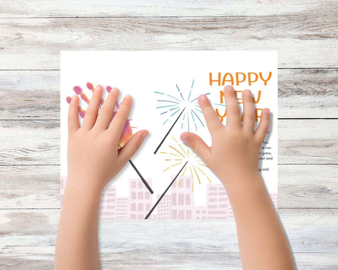 New Year Handprint Craft for Kids, Keepsake 2025, Happy New Years Eve ...