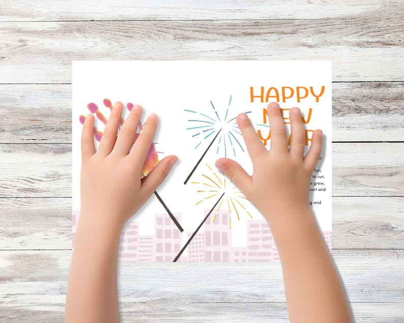 New Year Handprint Craft for Kids, Keepsake 2025, Happy New Years Eve ...