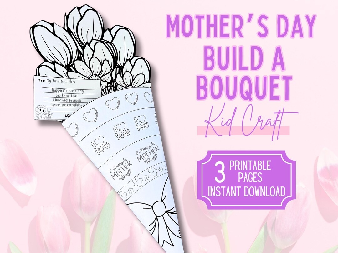 Mother's Day Build a Bouquet Kid Craft, Gift for Mom, Mother's Day ...