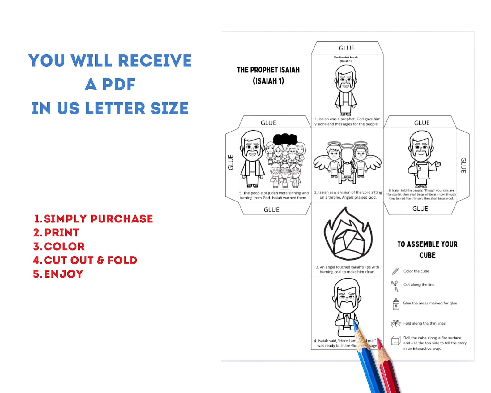 Prophet Isaiah Coloring Cube – Printable Bible Story Craft for Kids ...