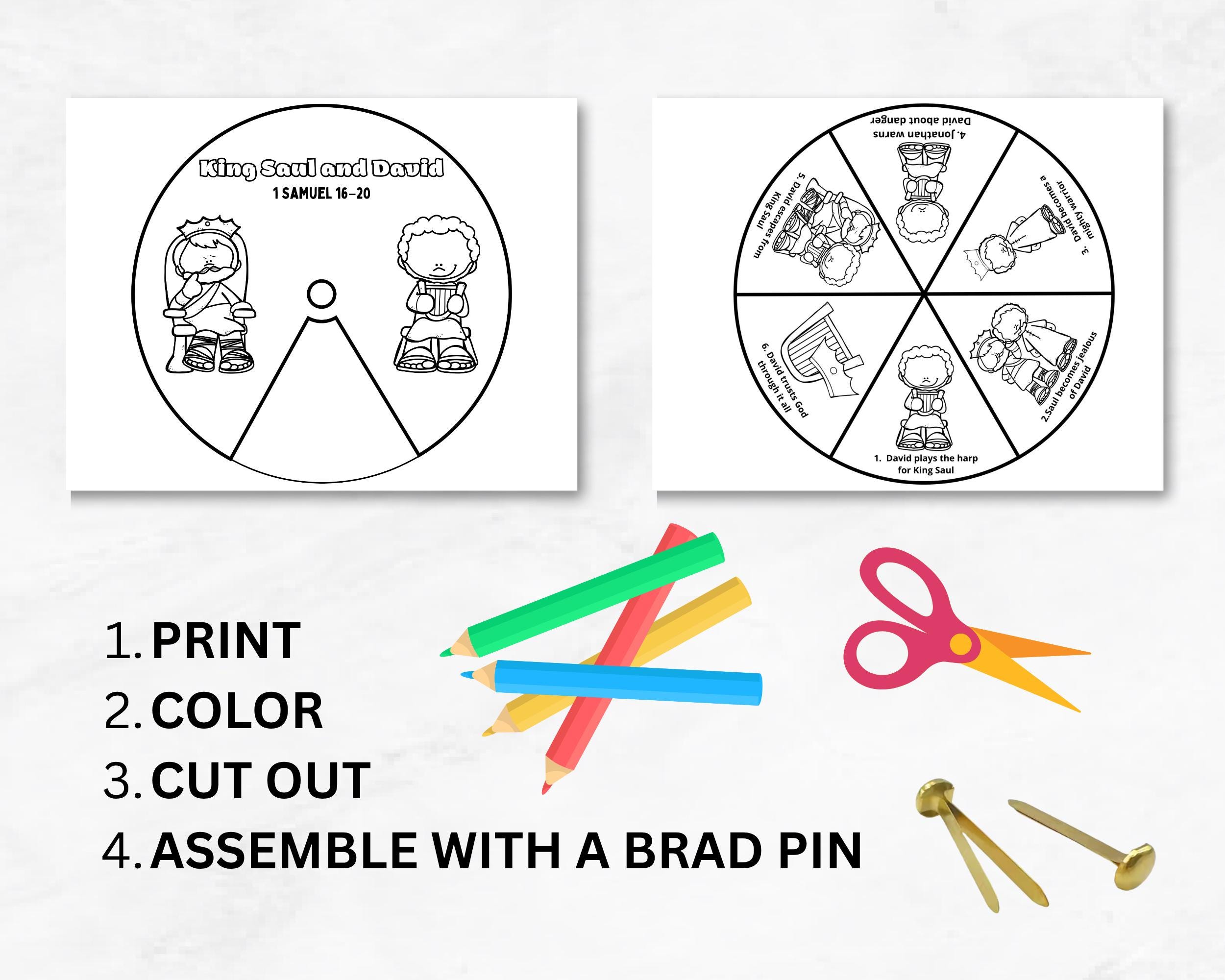 King Saul and David Bible Story Wheel Printable | 1 Samuel 16–20 Kids ...