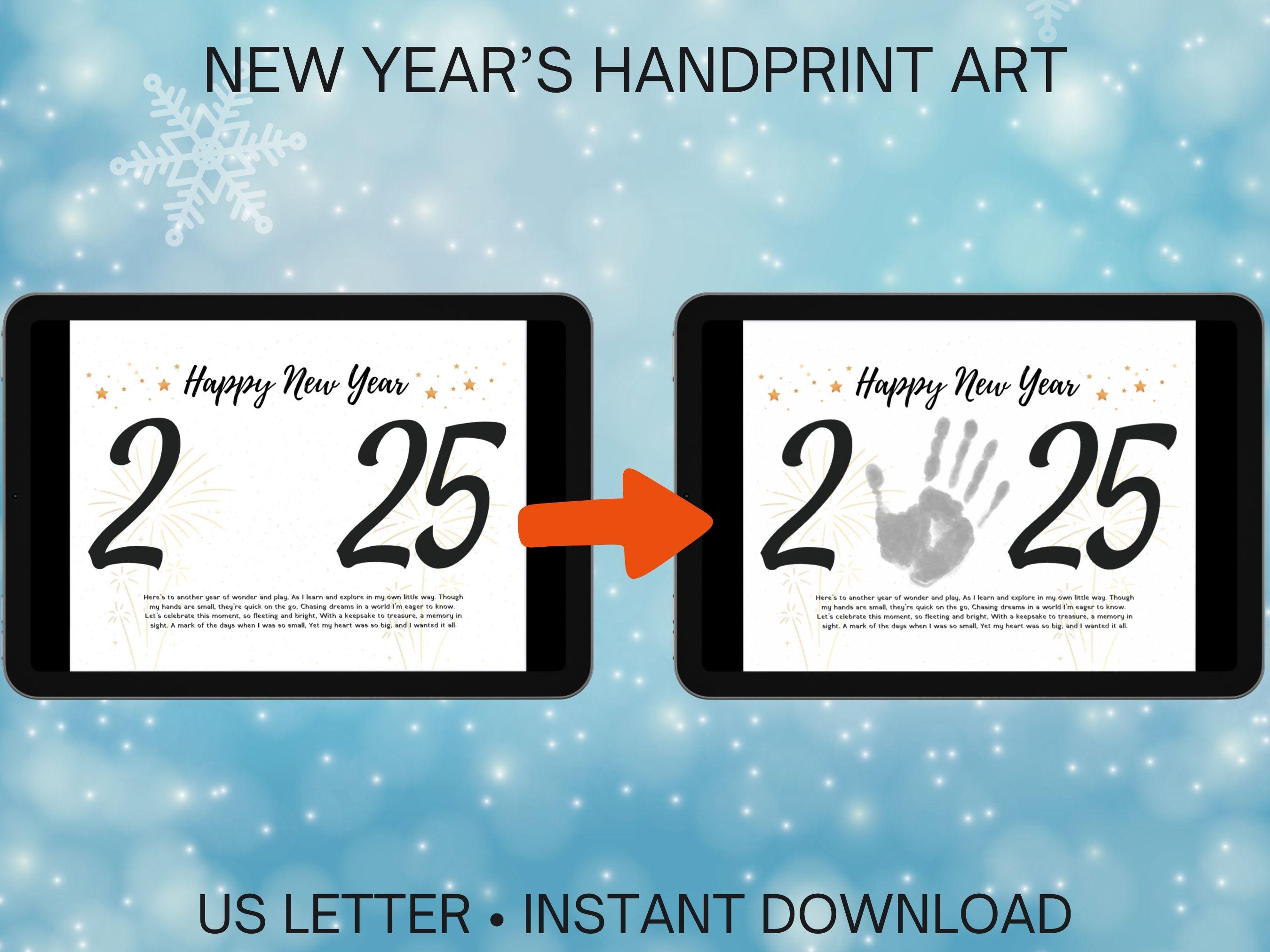 New Year Handprint Craft for Kids, Keepsake 2025, Happy New Years Eve ...
