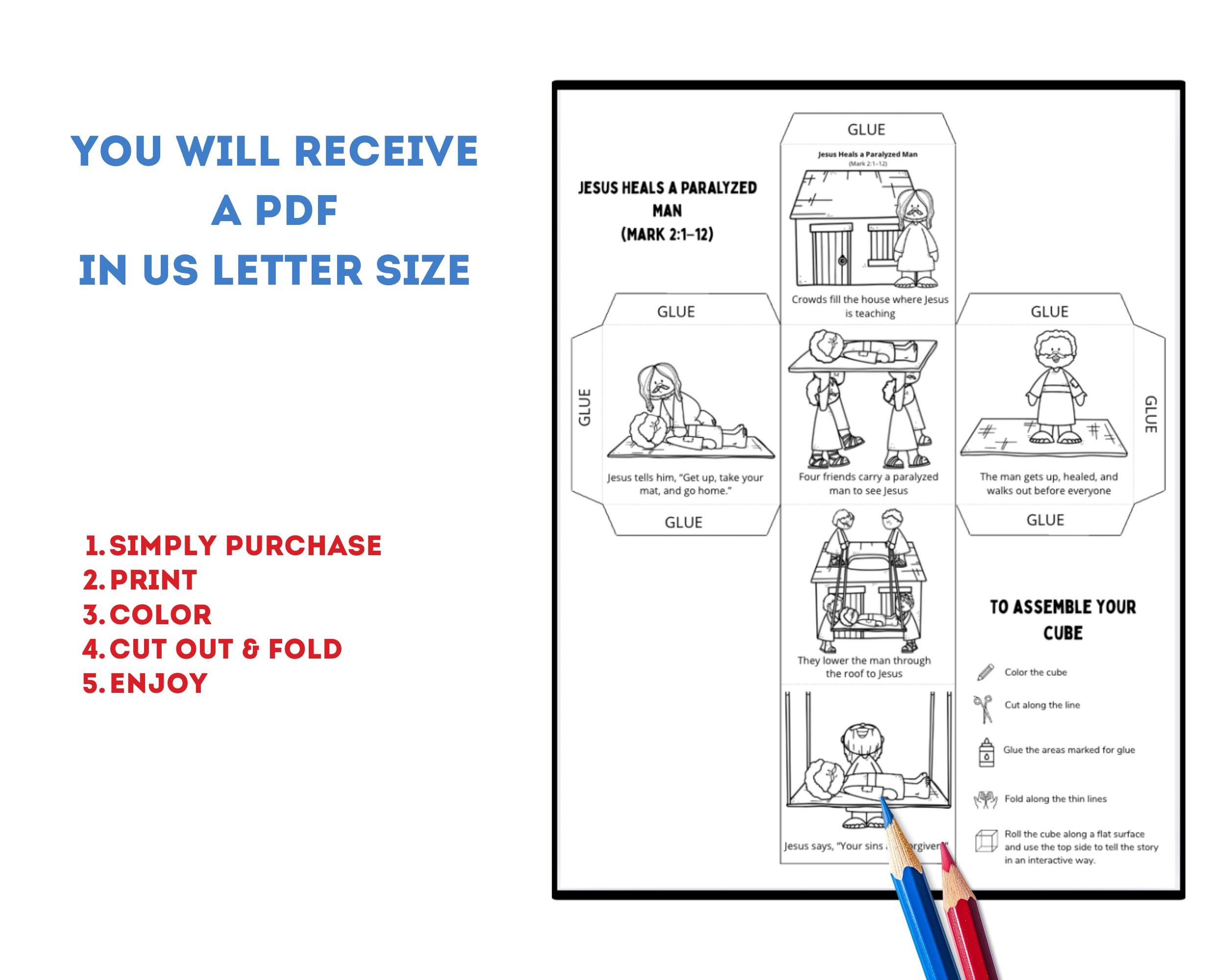 Jesus Heals a Paralyzed Man Bible Story Cube | Printable Craft for Kids ...