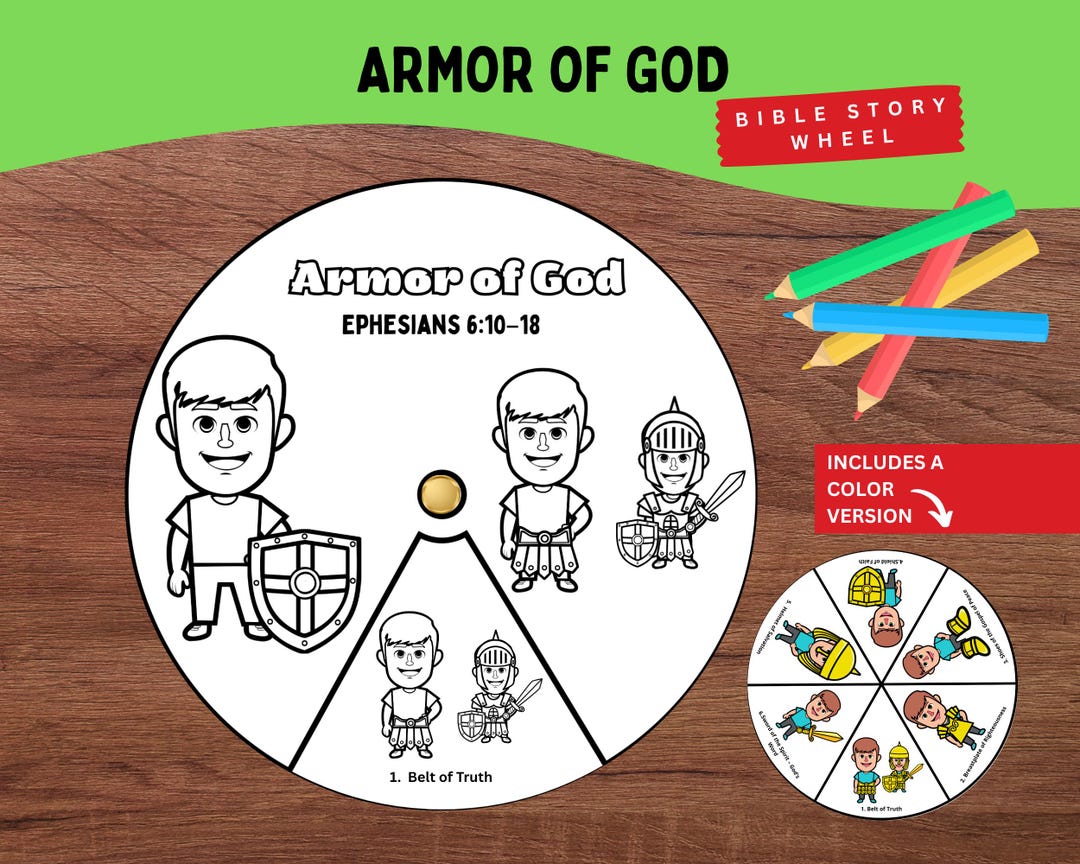 Armor of God Coloring Wheel | Ephesians 6 for Kids | Bible Armor of God ...