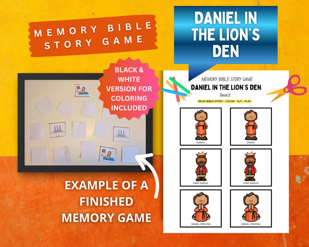 Daniel in the Lion’s Den Memory Game | Daniel and the Lions Den ...
