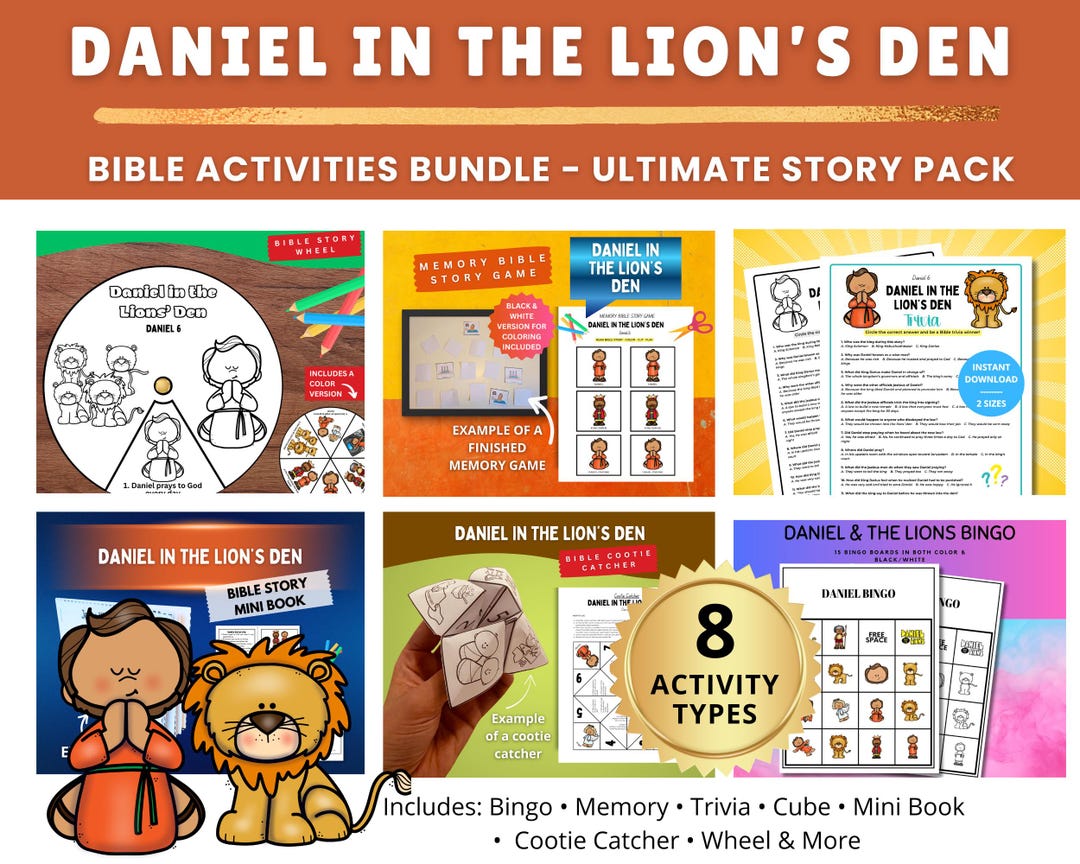 Daniel in the Lion's Den Bible Activities Bundle | Games, Crafts ...