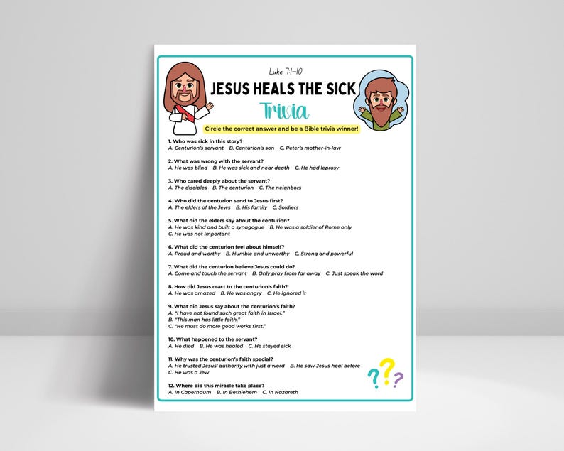 Jesus Heals the Sick Bible Trivia Game | Healing of the Centurion’s ...