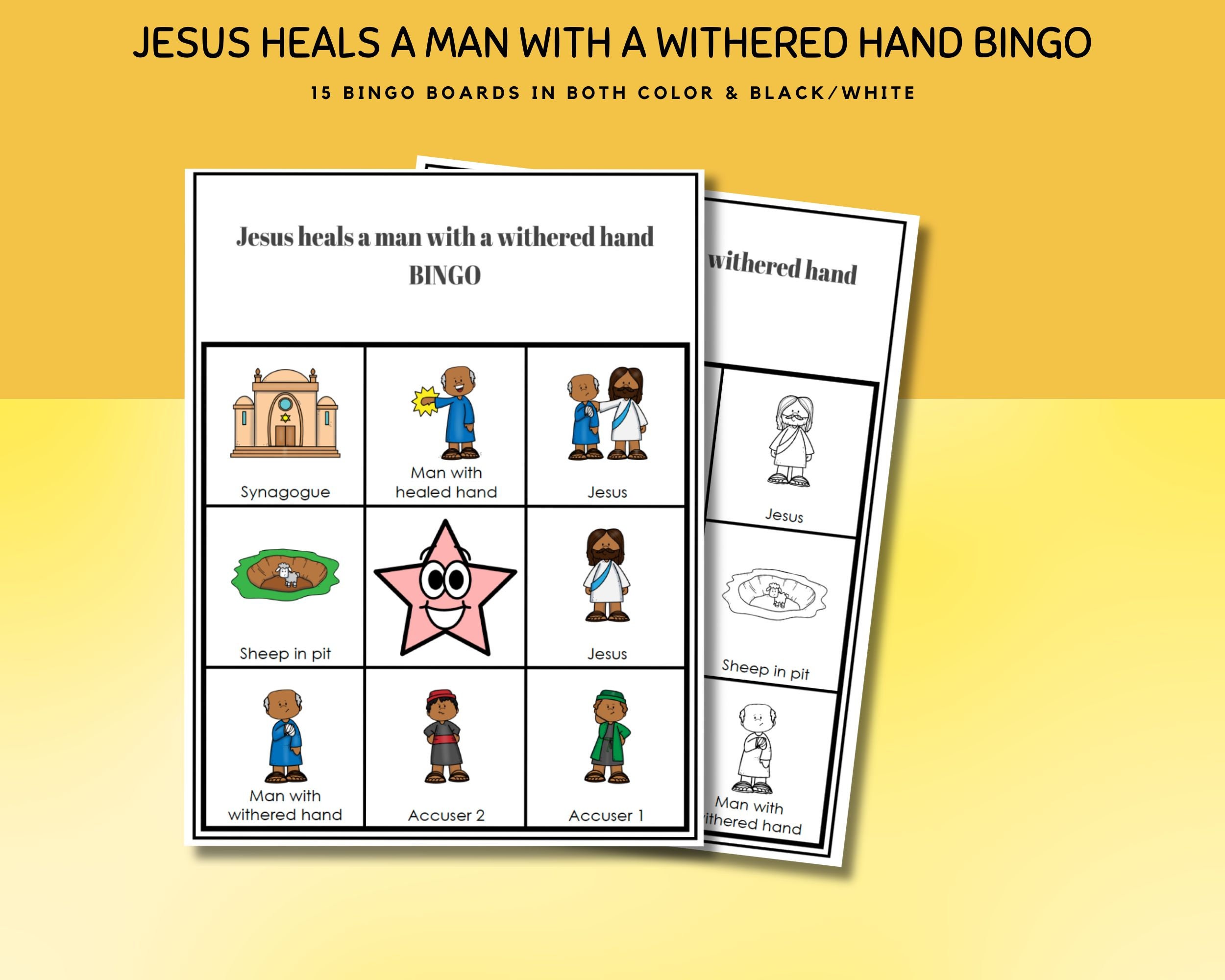 Jesus Heals a Man With a Withered Hand Bingo Set for Kids, Jesus Heals ...