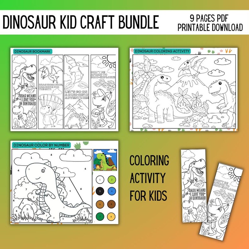 Dinosaur Craft Kit for Kids | Printable Activity Bundle | Coloring ...