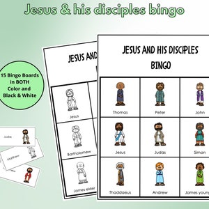 Jesus and His Disciples Bingo Set for Kids, Jesus and His Disciples ...