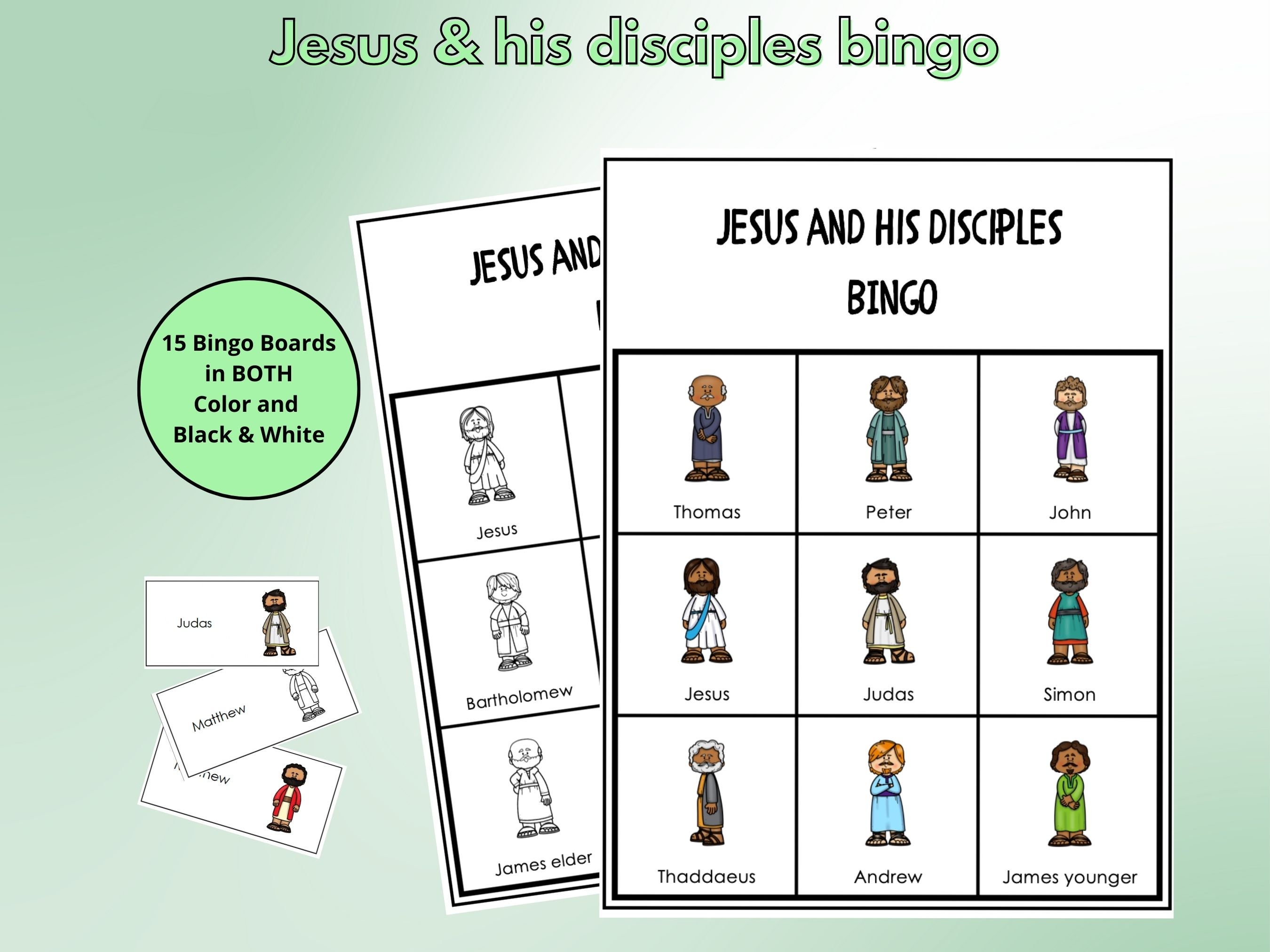 Jesus and His Disciples Bingo Set for Kids, Jesus and His Disciples ...