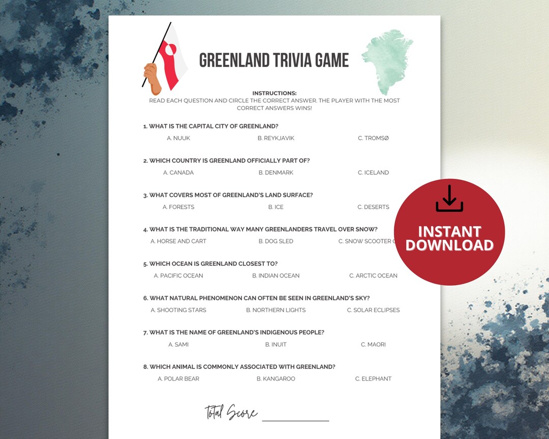 Greenland Trivia Game Printable | Geography Quiz | Nordic Countries ...
