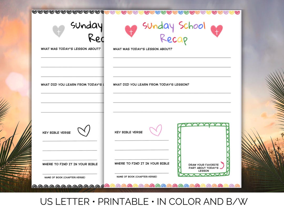 Sunday School Recap Worksheet for Kids – Printable Bible Lesson Review ...