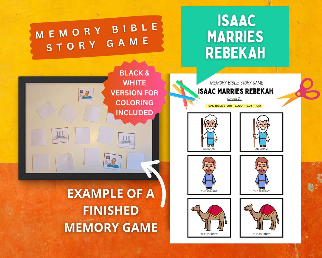 Isaac Marries Rebekah Memory Game | Genesis 24 Bible Story | Isaac and ...