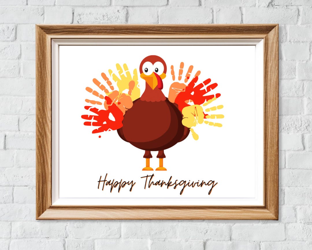 Thanksgiving Handprint Turkey Craft, Printable Turkey Art Template for ...