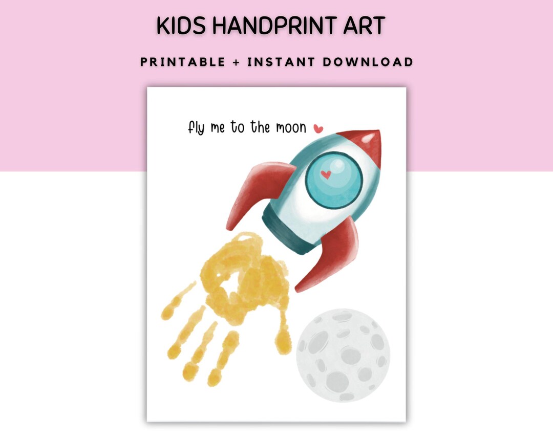 Fly Me to the Moon Handprint Art, Preschool Activity, Craft for ...