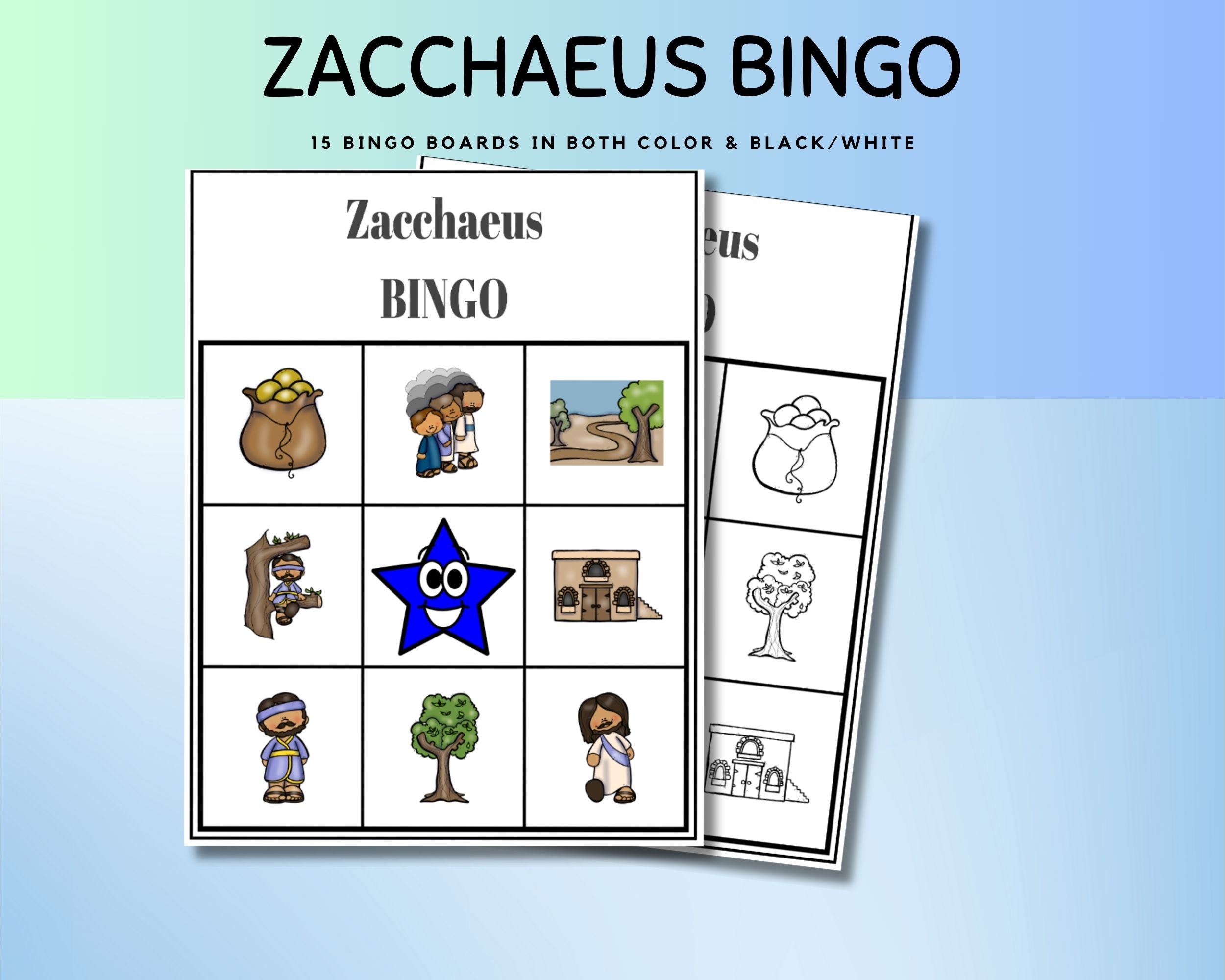 Zacchaeus Bingo Set for Kids, Zacchaeus Bible Bingo L New Testament ...