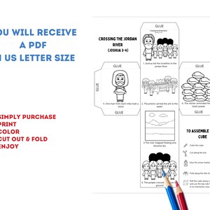 Crossing the Jordan River Coloring Cube | Joshua 3–4 Printable for Kids ...