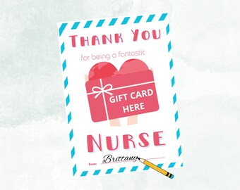Nurse Appreciation Gift Card Holder, Printable Gift for Nurse, Nurse ...