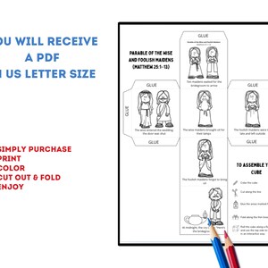 Parable of the Ten Virgins Coloring Cube | Matthew 25:1–13 | Printable ...