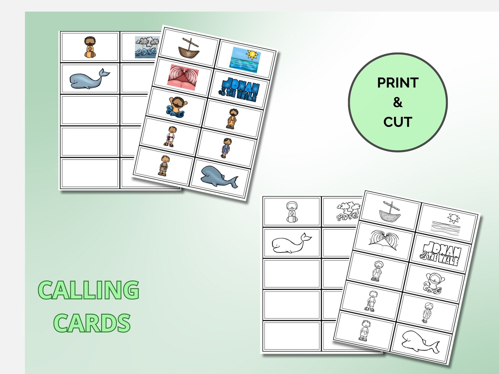 Jonah and the Whale Bingo Set for Kids, Jonah and the Whale Bible Bingo ...