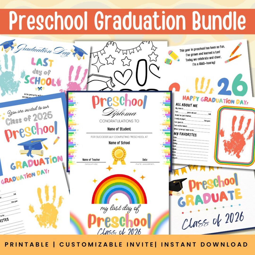 Preschool Graduation Bundle | Printable Graduation Kit | Diploma ...