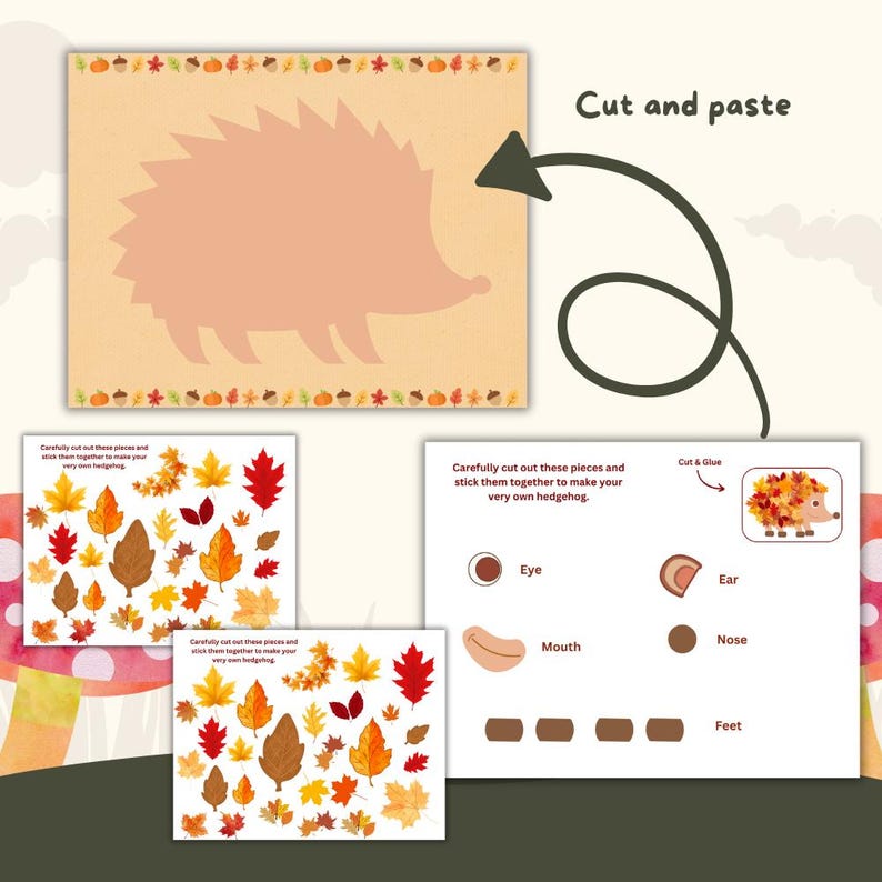 Fall Leaves Hedgehog Craft for Kids, Fall Printable Leaf Activity ...