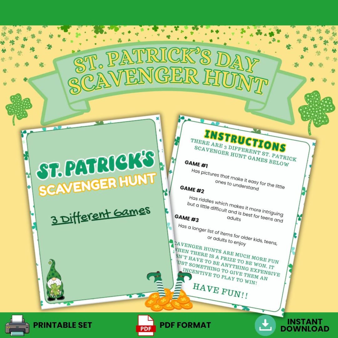 St. Patrick's Day Scavenger Hunt, Printable Game | Family Activity ...