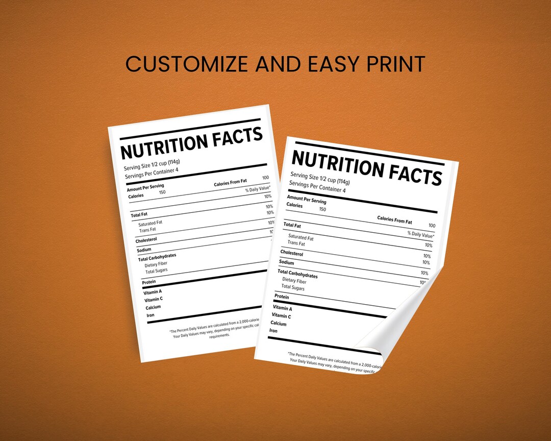 Editable Nutrition Facts Label Template | Canva | 2 Sizes | Digital ...