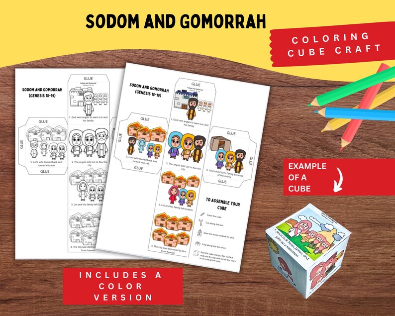 Sodom and Gomorrah Bible Craft | Genesis 19 Printable for Kids | Lot's ...