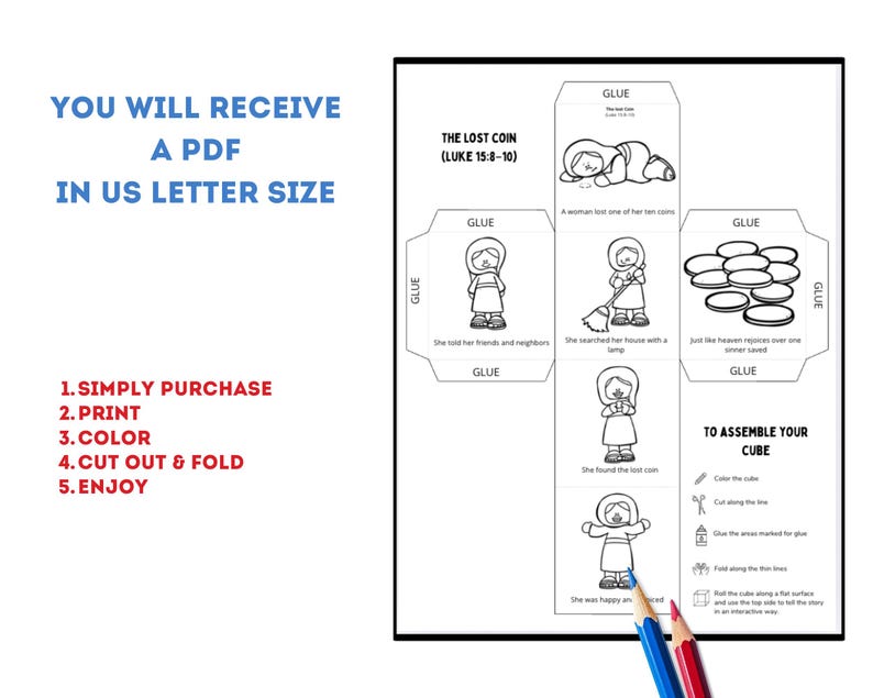 The Lost Coin Bible Story Cube | Printable Craft for Kids | Parable of ...