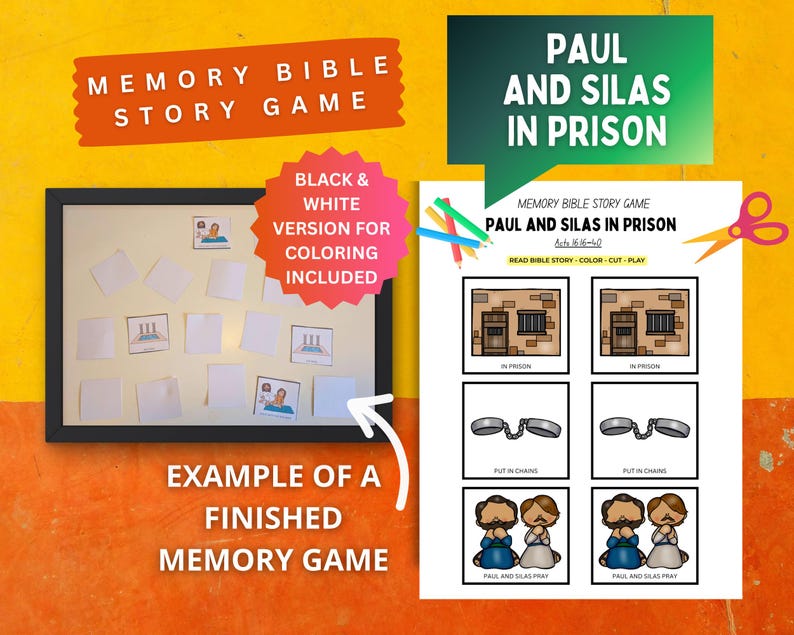 Paul and Silas in Prison Memory Game | Acts 16 Bible Story | Praise in ...