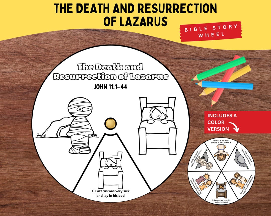 Lazarus Bible Story Wheel Printable | Jesus Raises Lazarus Craft for ...