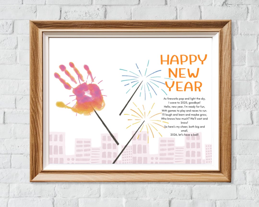 New Year Handprint Craft for Kids, Keepsake 2026, Happy New Years Eve ...
