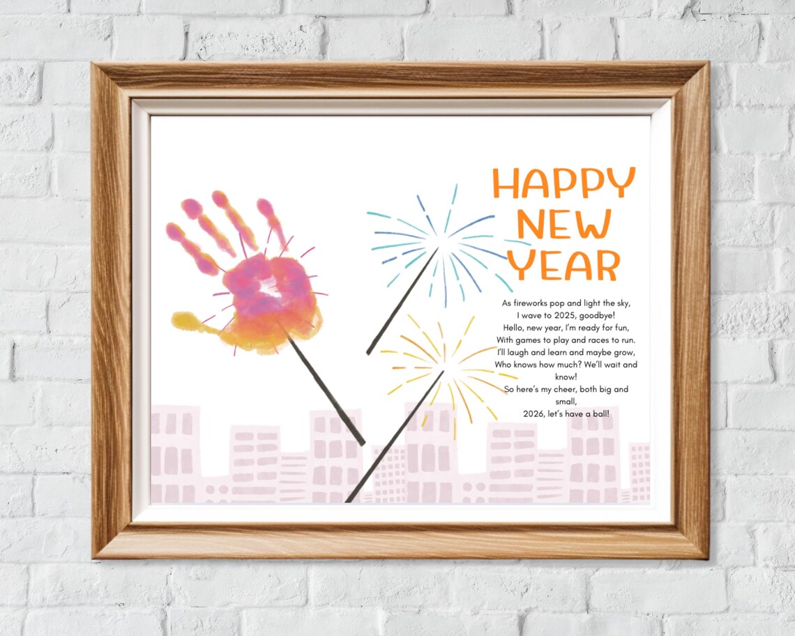 New Year Handprint Craft for Kids, Keepsake 2026, Happy New Years Eve ...