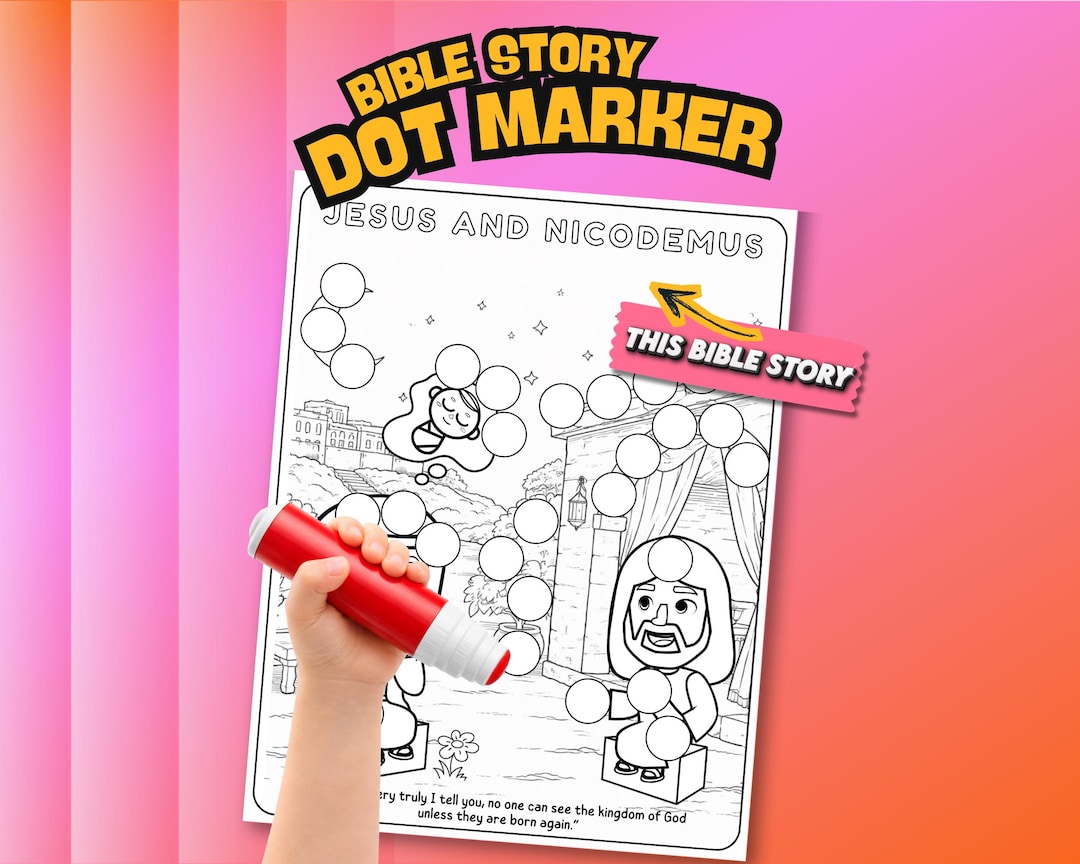 Jesus and Nicodemus Bible Dot Marker Activity | John 3:3 Born Again ...