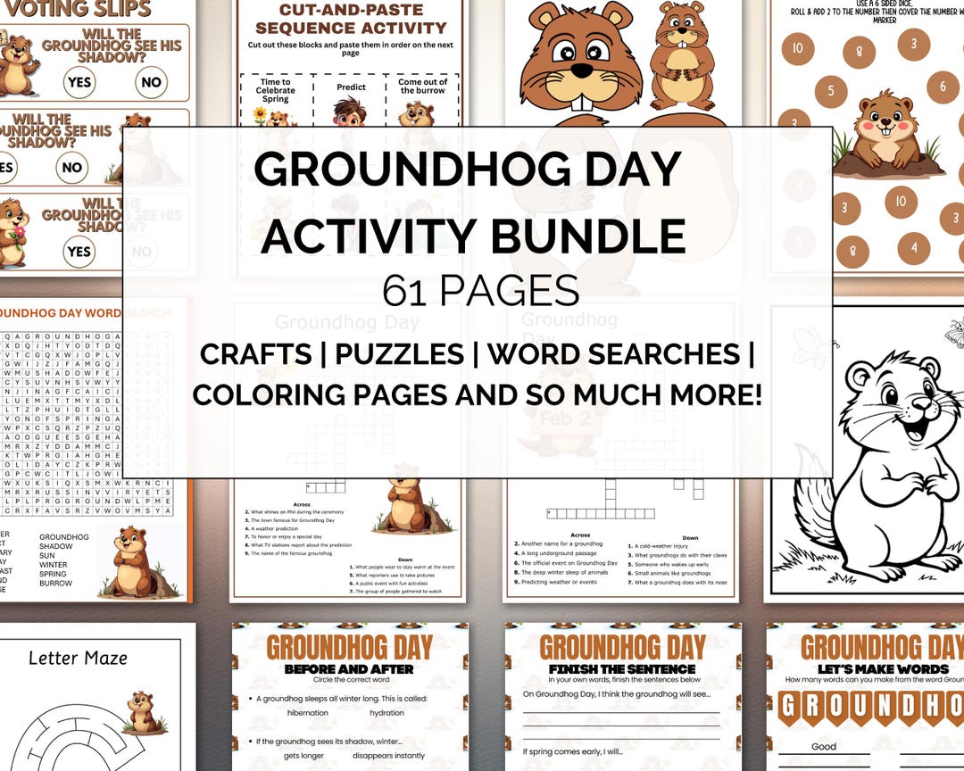 Groundhog Day Classroom Activity Bundle With Word Searches, Puzzles ...