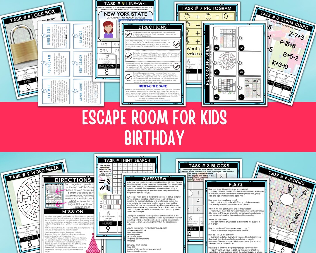 Escape Room 12 Puzzles Birthday Game, Party Escape Room Game, Escape ...