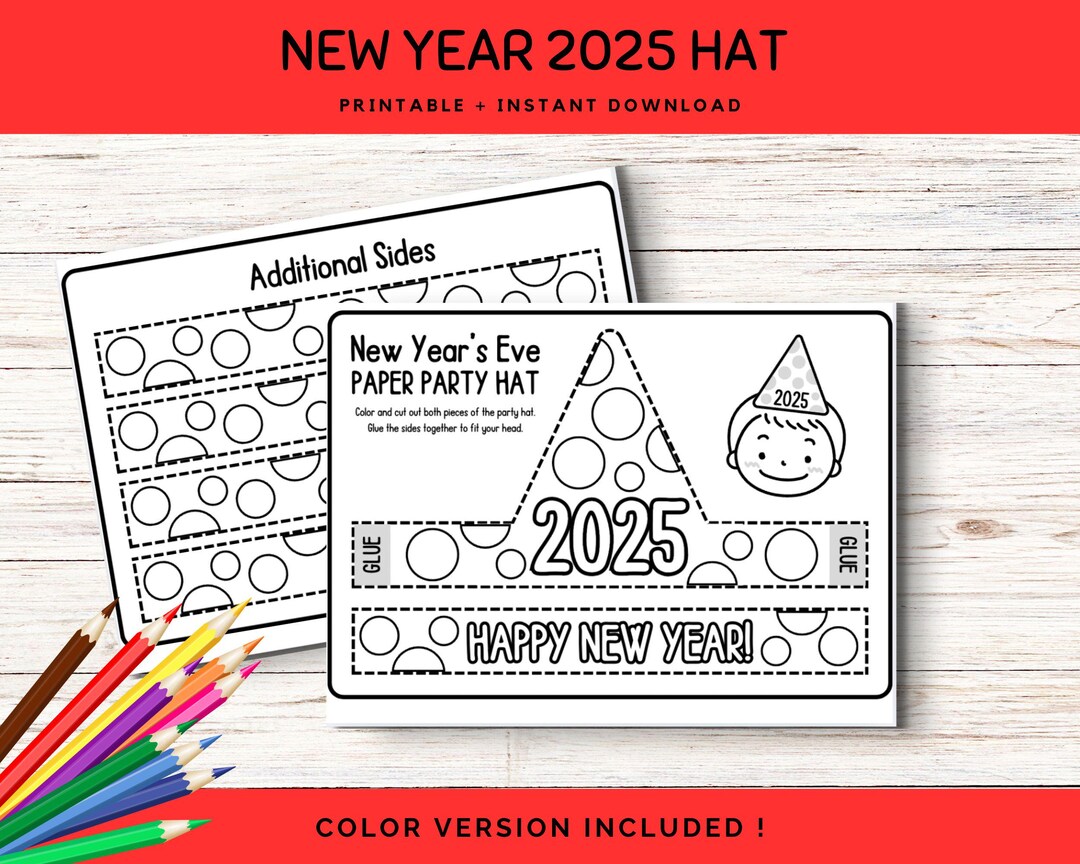 2025 New Year's Eve Paper Hat, Happy New Year Party Hat Crown, Holiday ...