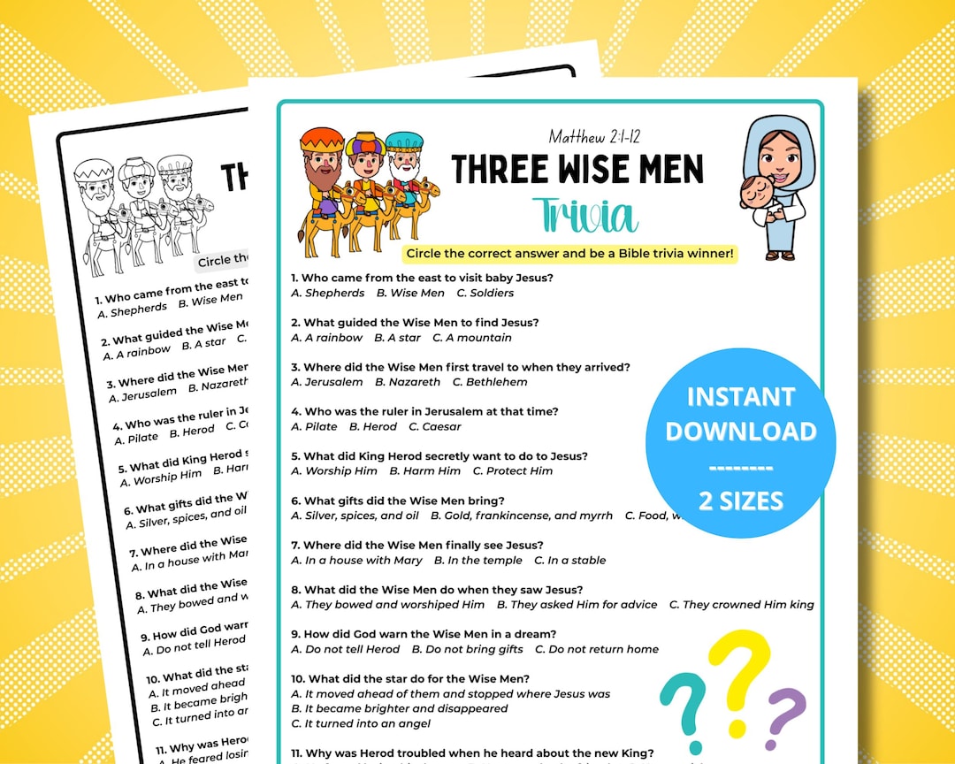 Three Wise Men Bible Trivia Game | Visit of the Magi Kids Activity ...
