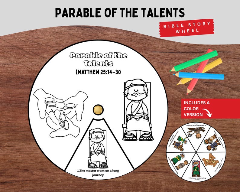Parable of the Talents Bible Craft for Kids | Matthew 25:14–30 Coloring ...