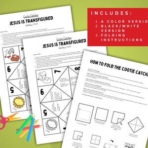 Transfiguration of Jesus Cootie Catcher – Jesus is Transfigured ...