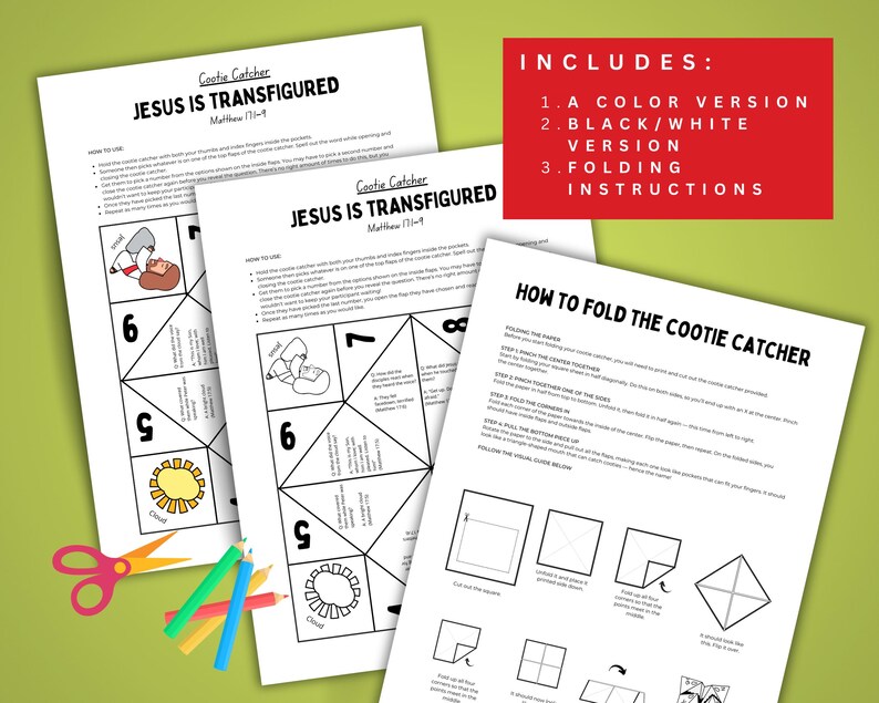 Transfiguration of Jesus Cootie Catcher – Jesus is Transfigured ...
