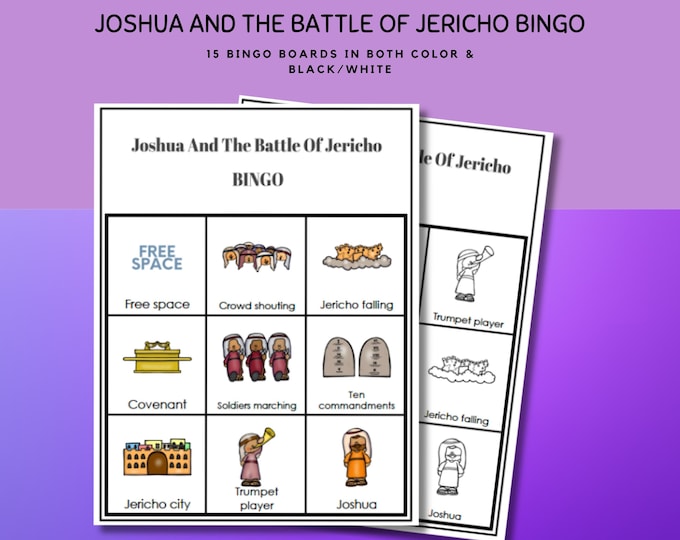 Joshua and the Battle of Jericho Bingo Set for Kids, Jericho Bible ...