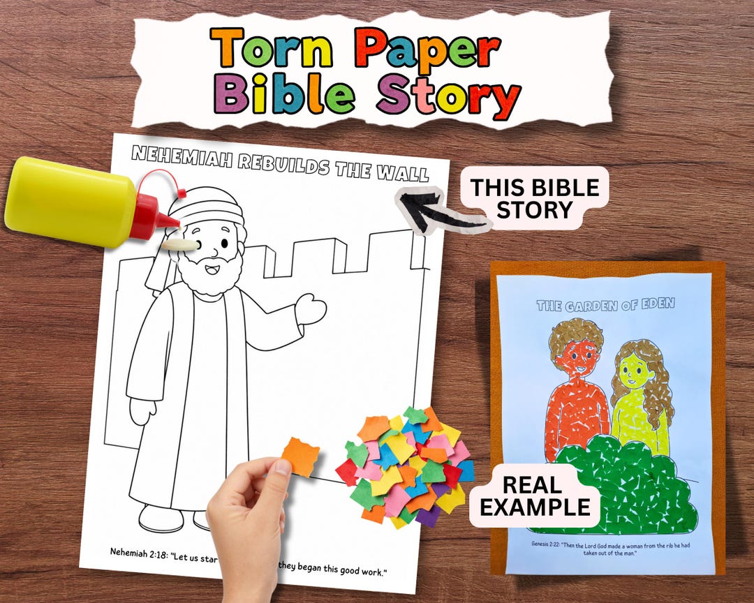 Nehemiah Rebuilds the Wall Torn Paper Bible Craft for Kids | Sunday ...