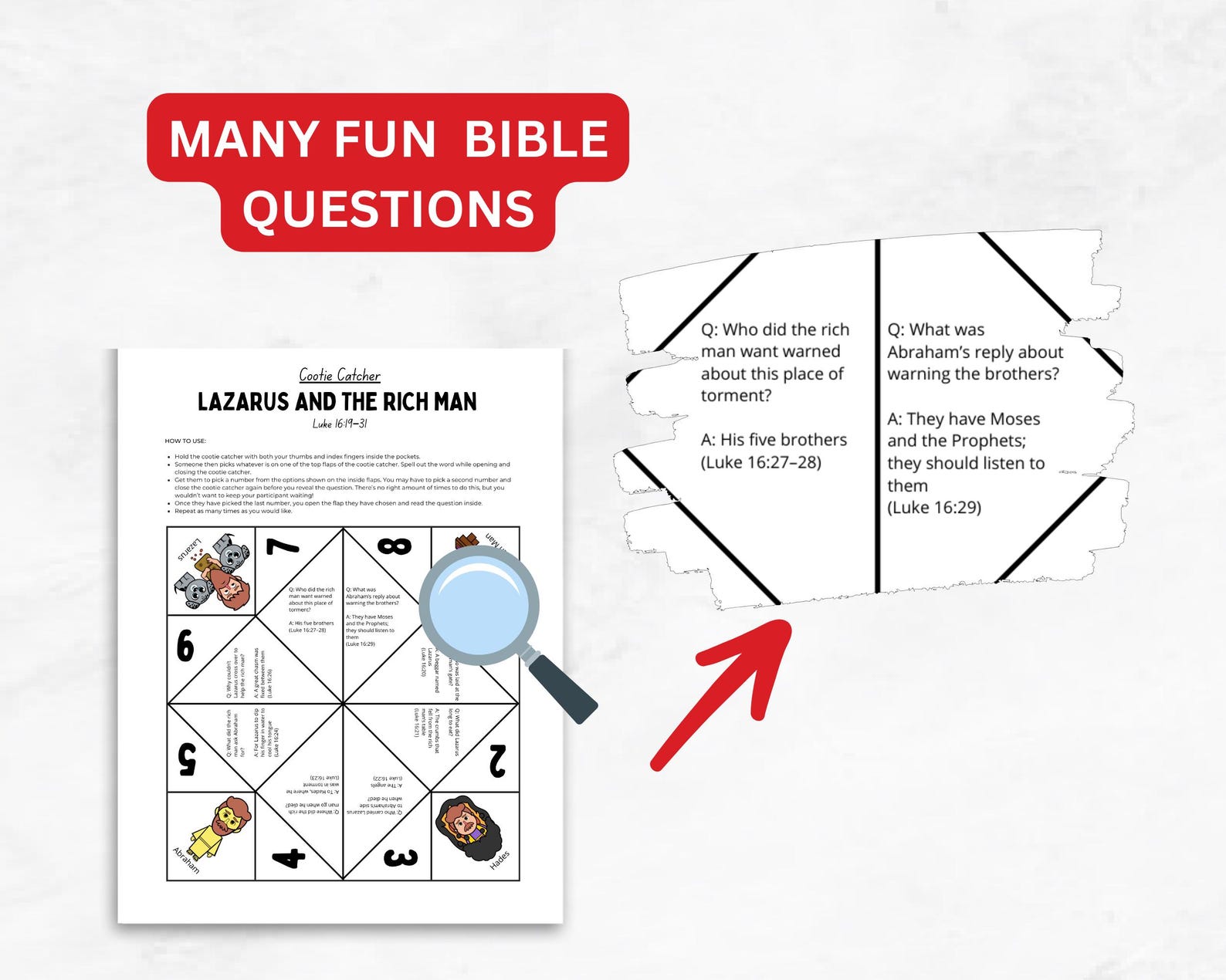 Rich Man and Lazarus Cootie Catcher – Lazarus and the Rich Man – Luke ...