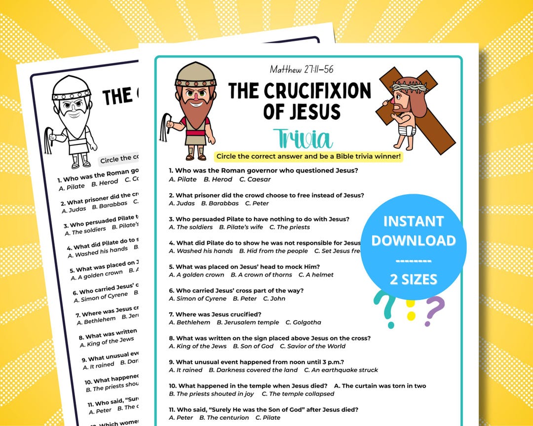 The Crucifixion of Jesus Bible Trivia Game | Death of Jesus Kids ...