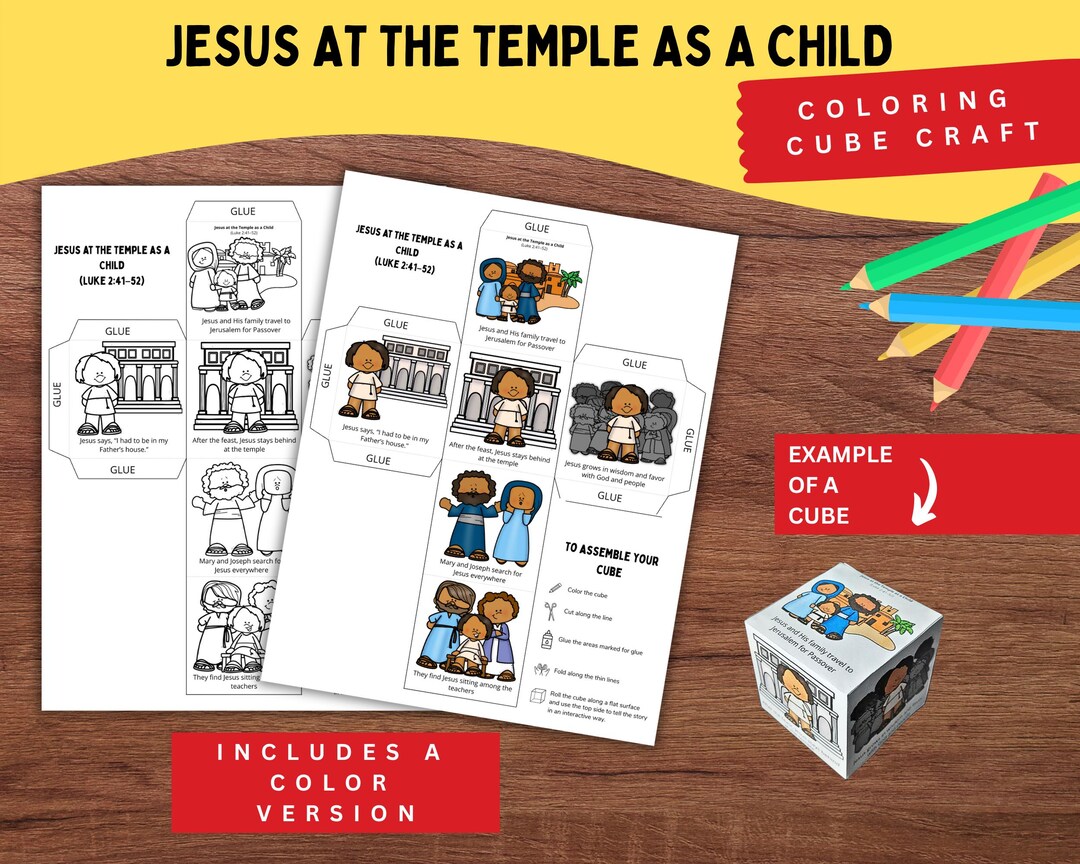 Boy Jesus in the Temple Bible Story Cube | Printable Craft for Kids ...