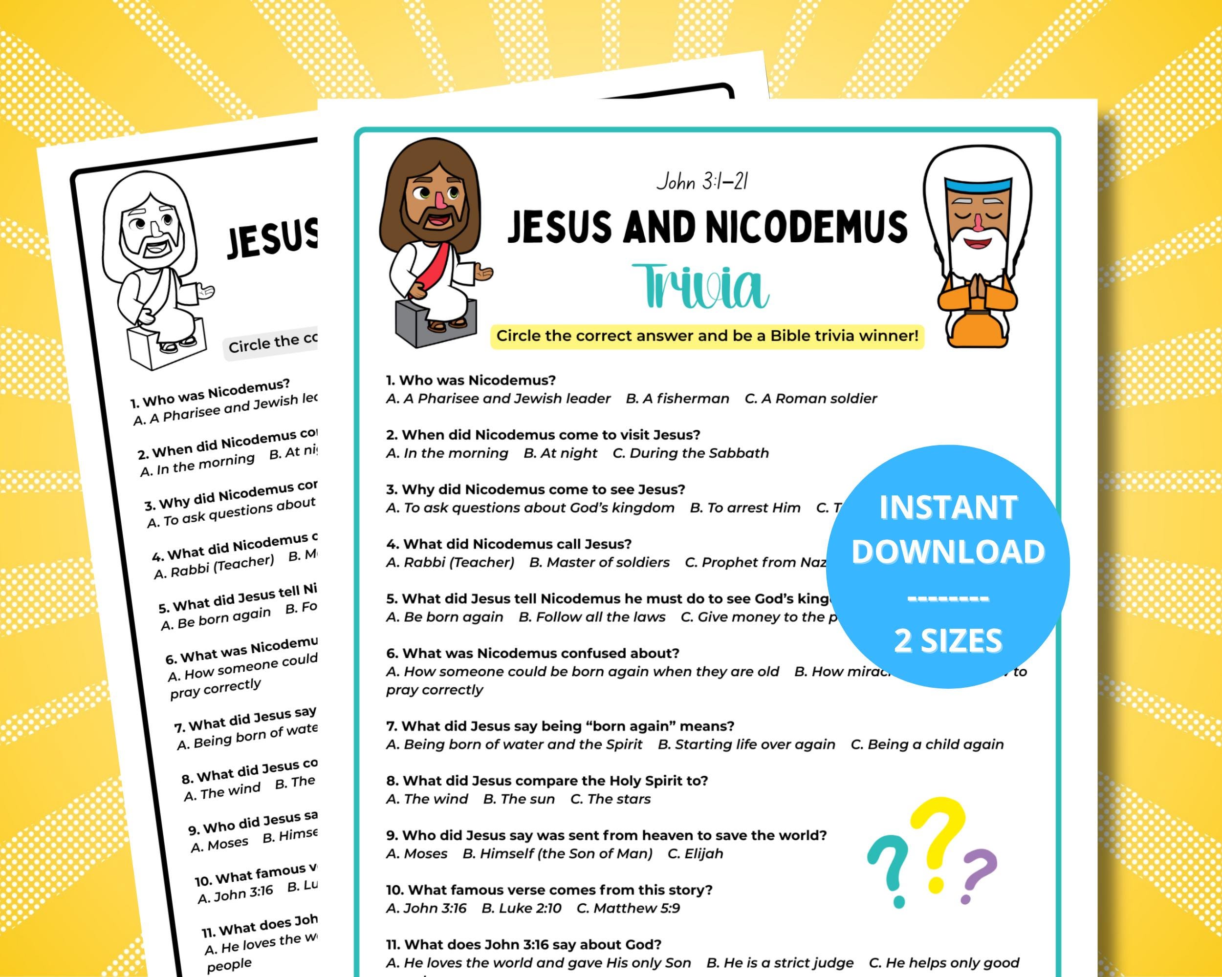 Jesus and Nicodemus Bible Trivia Game | Born Again Bible Story | John 3 ...